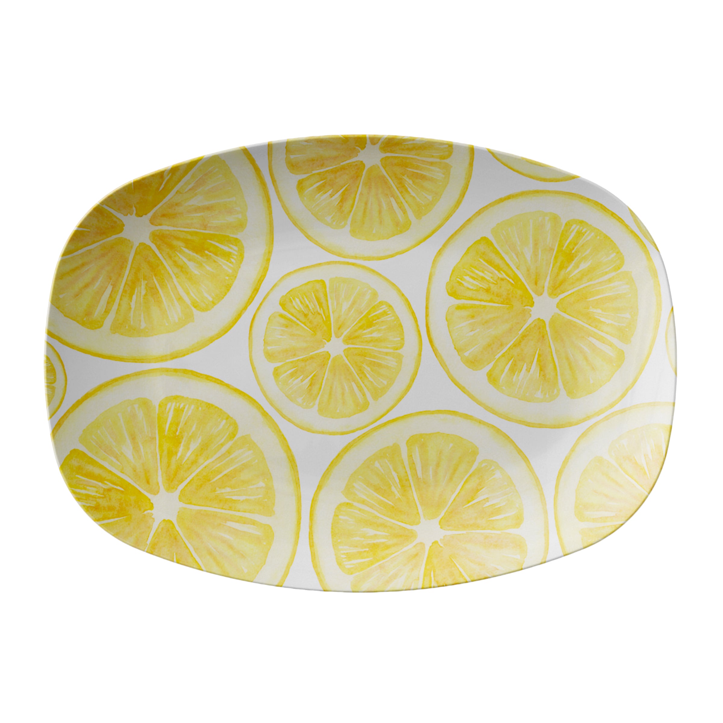 Sliced Lemons Print Serving Platter, Luxury Plastic – Multi Chic