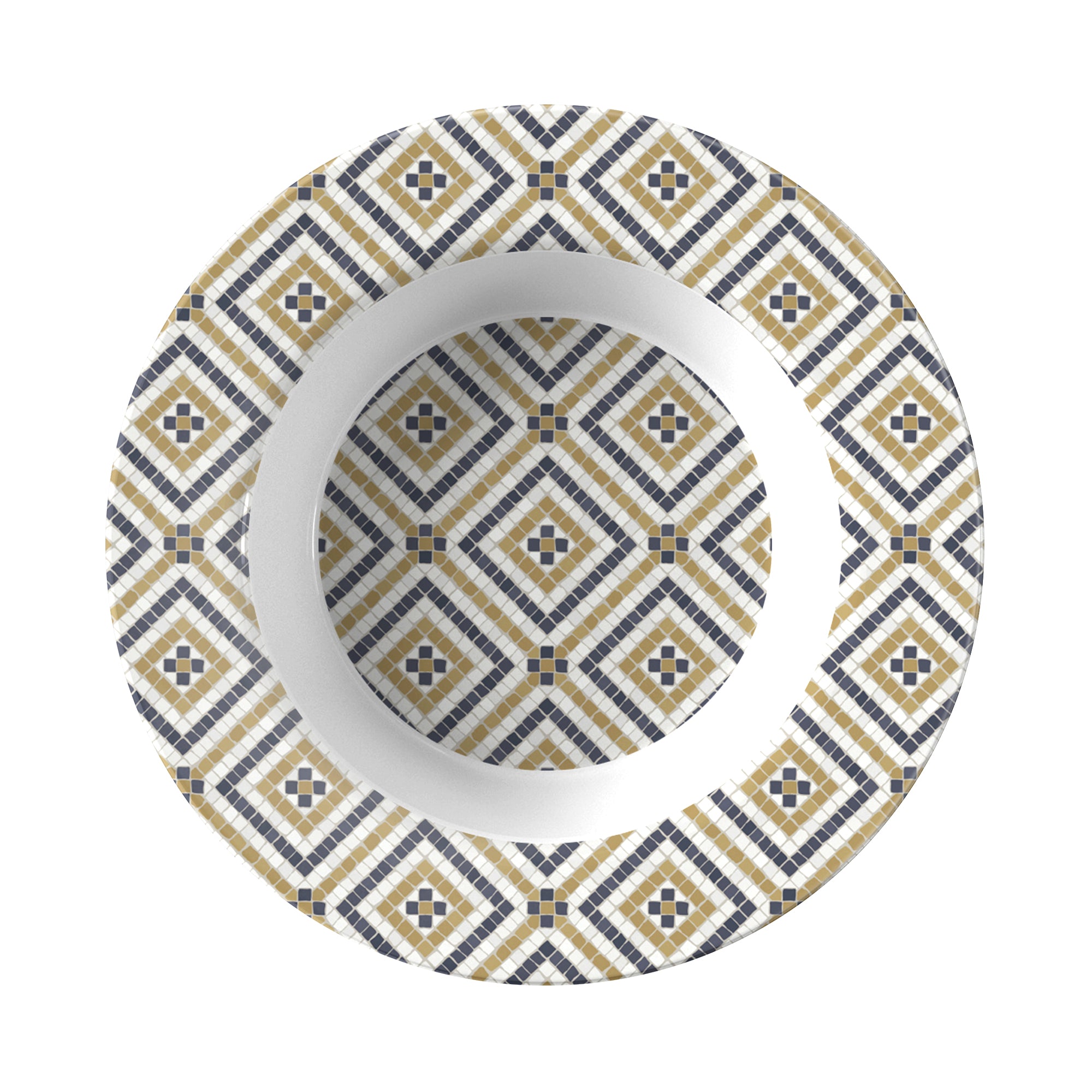 Mosaic Bistro Tile Print Bowl, Diamond Pattern, Luxury Plastic – Multi Chic