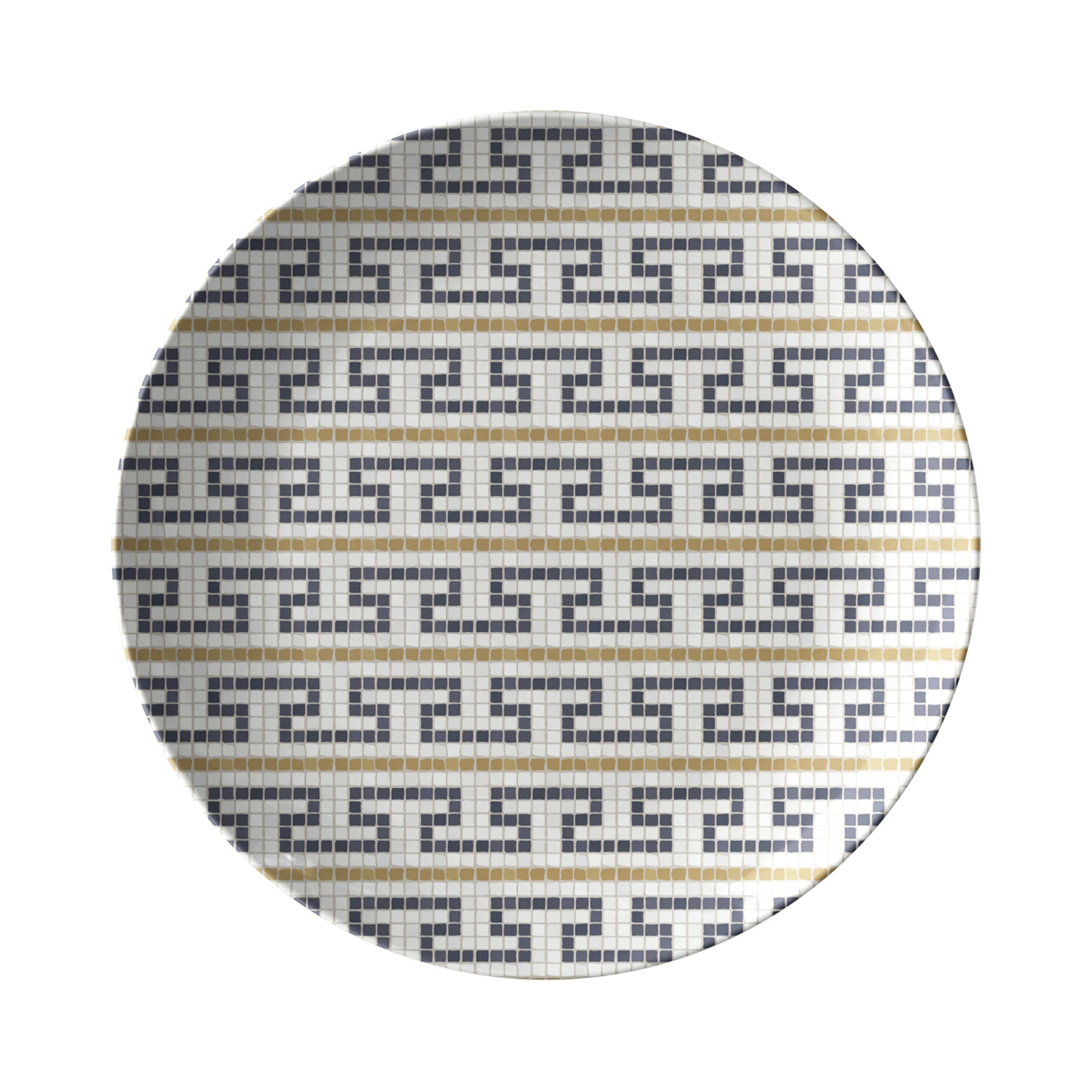 Mosaic Bistro Tile Print Plate, Fret Pattern, 10"D Luxe Plastic – Multi ...