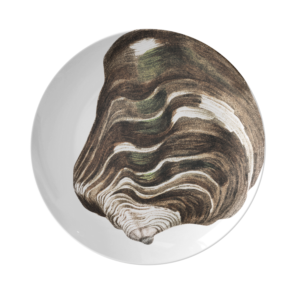 Oyster Shell Print Plastic Plate 10", Brown & White, Choose Single or ...