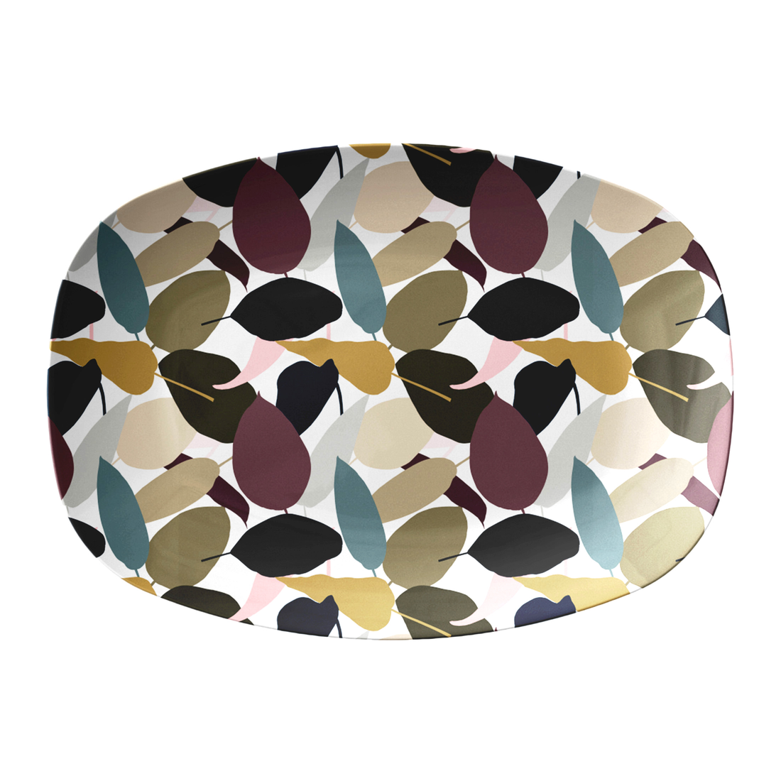 Modern Leaf Collage Serving Platter, Earth Tones, Luxury Plastic ...